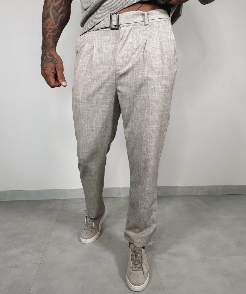 Belted Pantalon -beige - Manilo