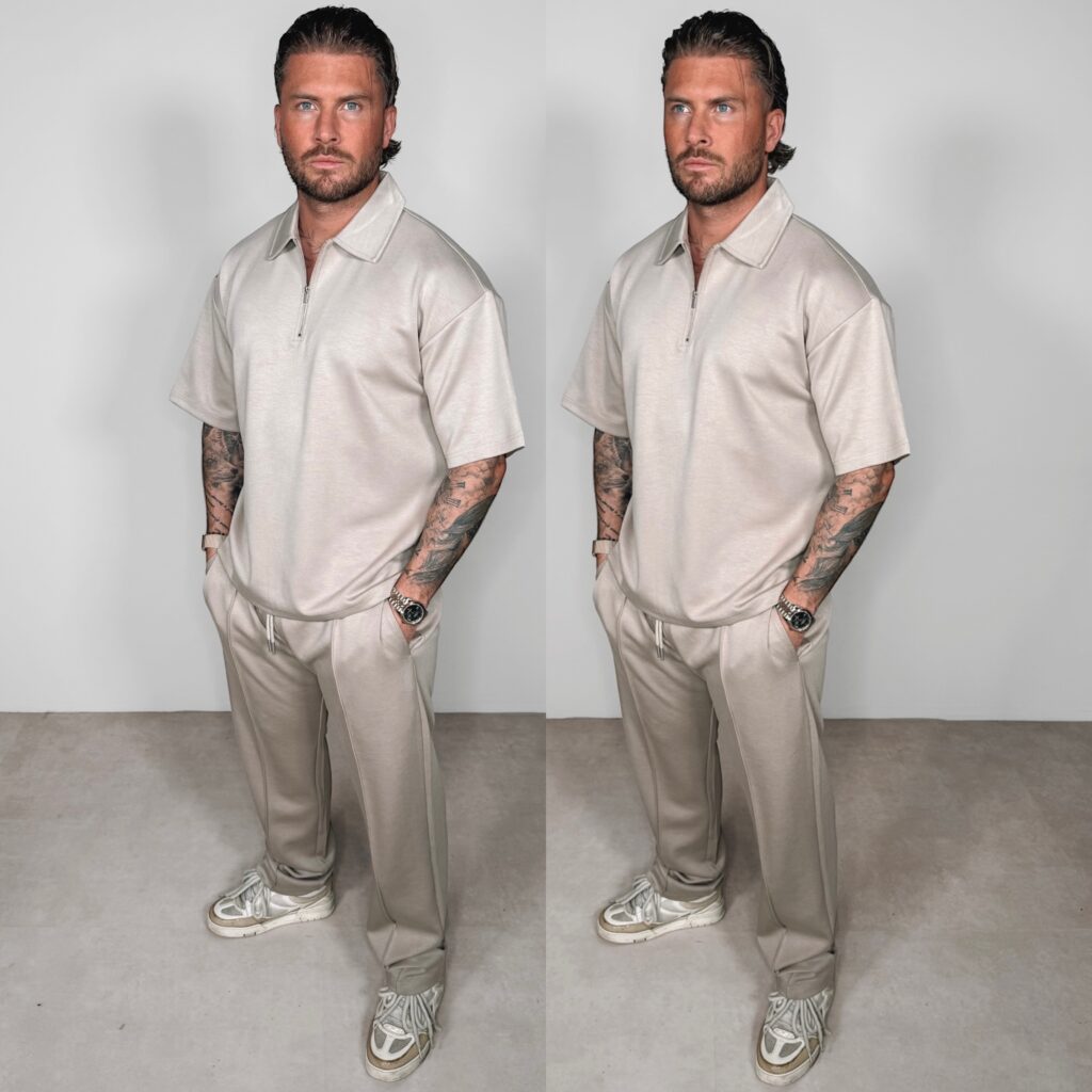 Oversized Shine Joggingsuit - Beige - Manilo